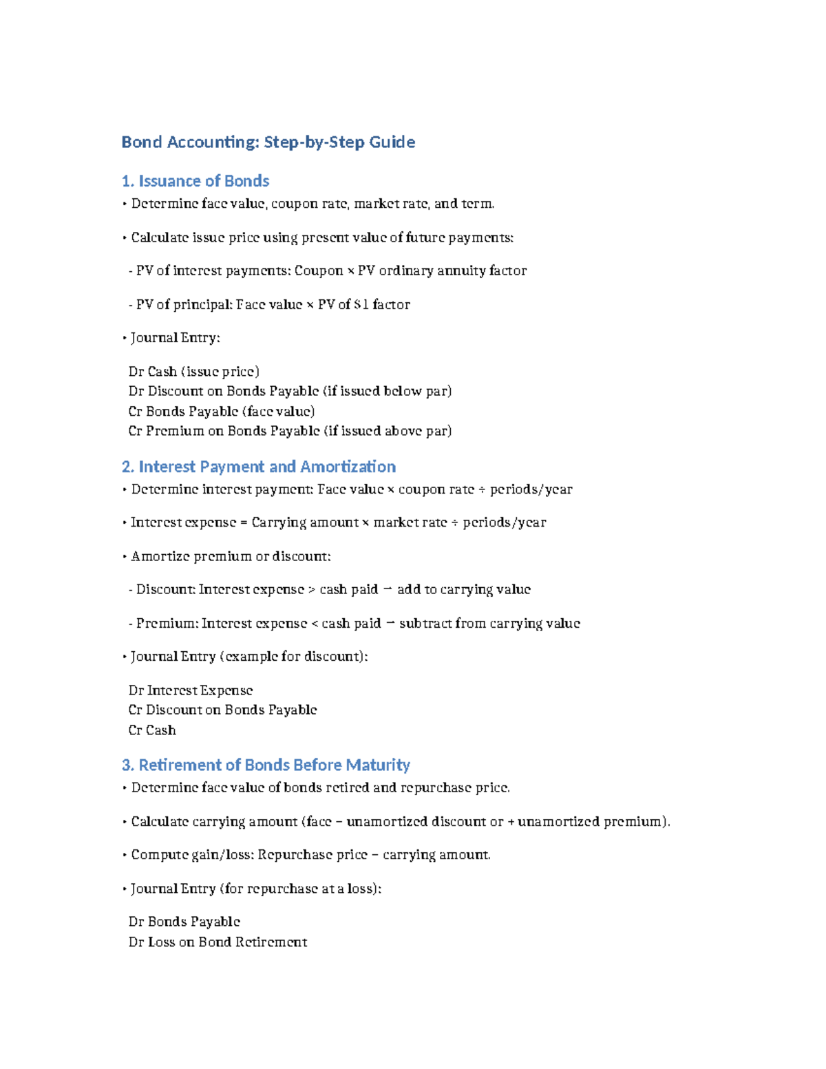 Bond Accounting: Guide 1 - Issuance, Interest, and Retirement Steps ...
