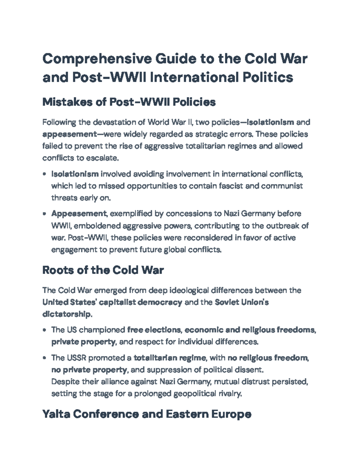 Comprehensive Overview of Cold War Events and Policies (HIST 101) - Studocu