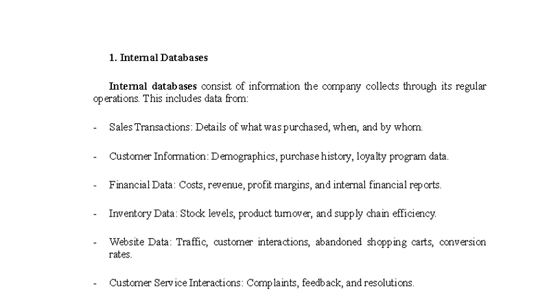 PER Assignment 2 - destination management - Internal Databases Internal ...
