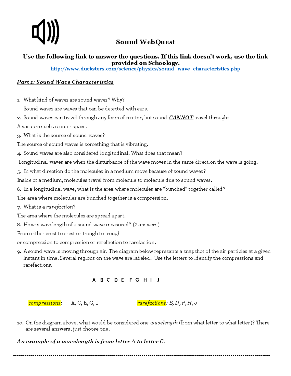 Sound WebQuest: Exploring Sound Wave Characteristics and Basics - Studocu