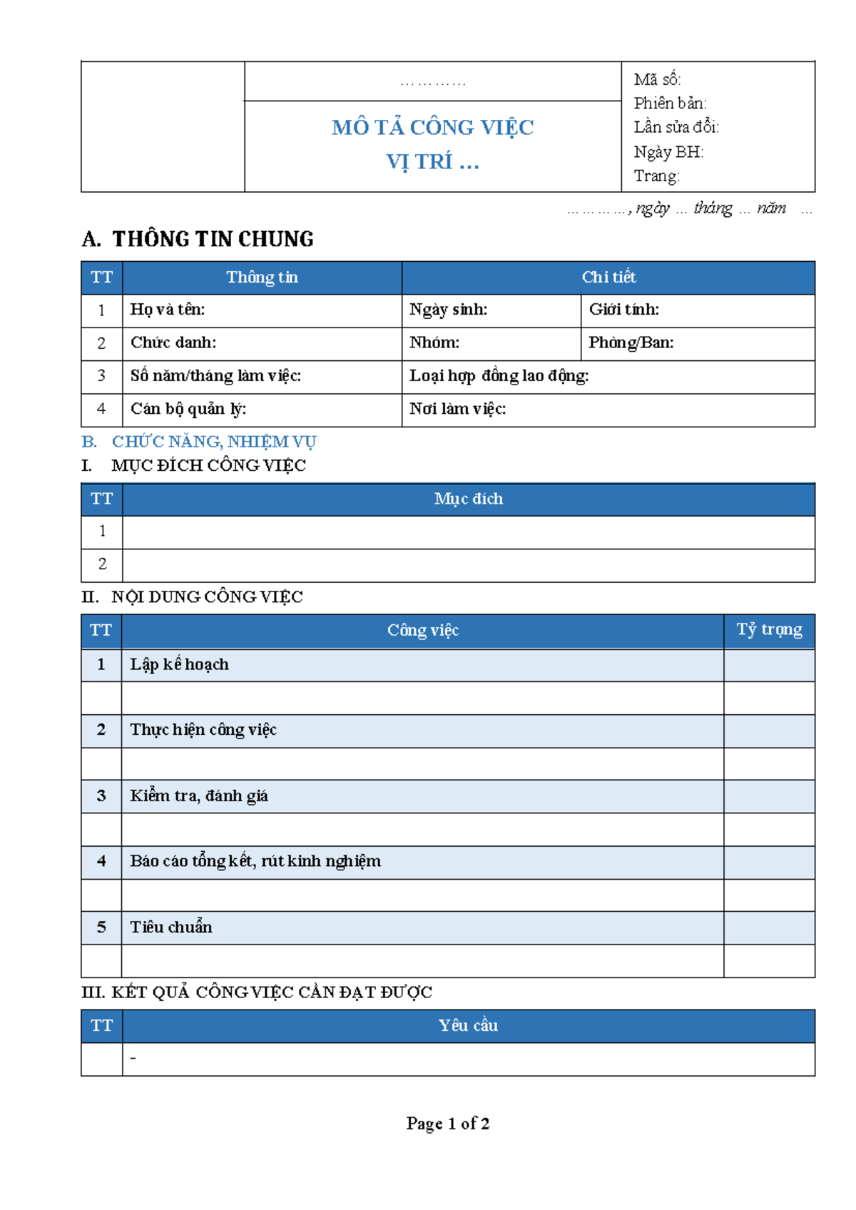 NS-BM02: Mô Tả Công Việc Chi Tiết và Yêu Cầu - Studocu