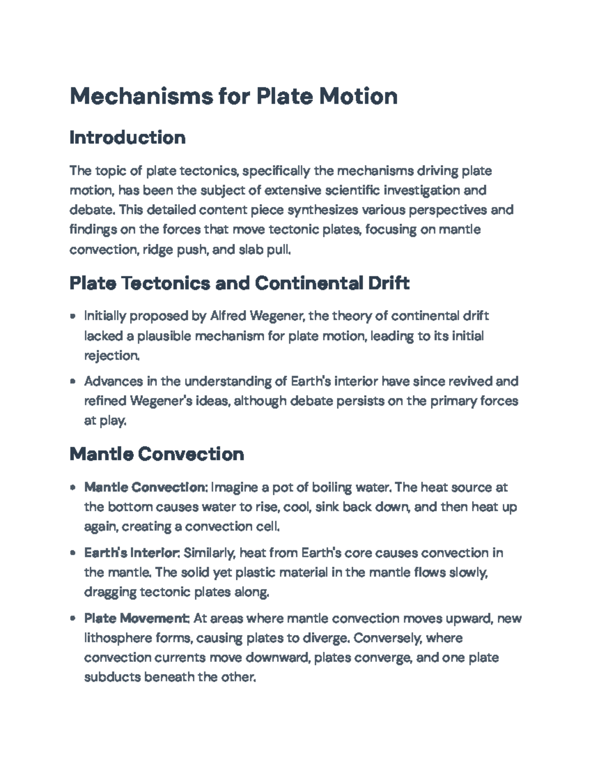 Mechanisms of Plate Motion: Understanding Tectonic Forces (Earth ...