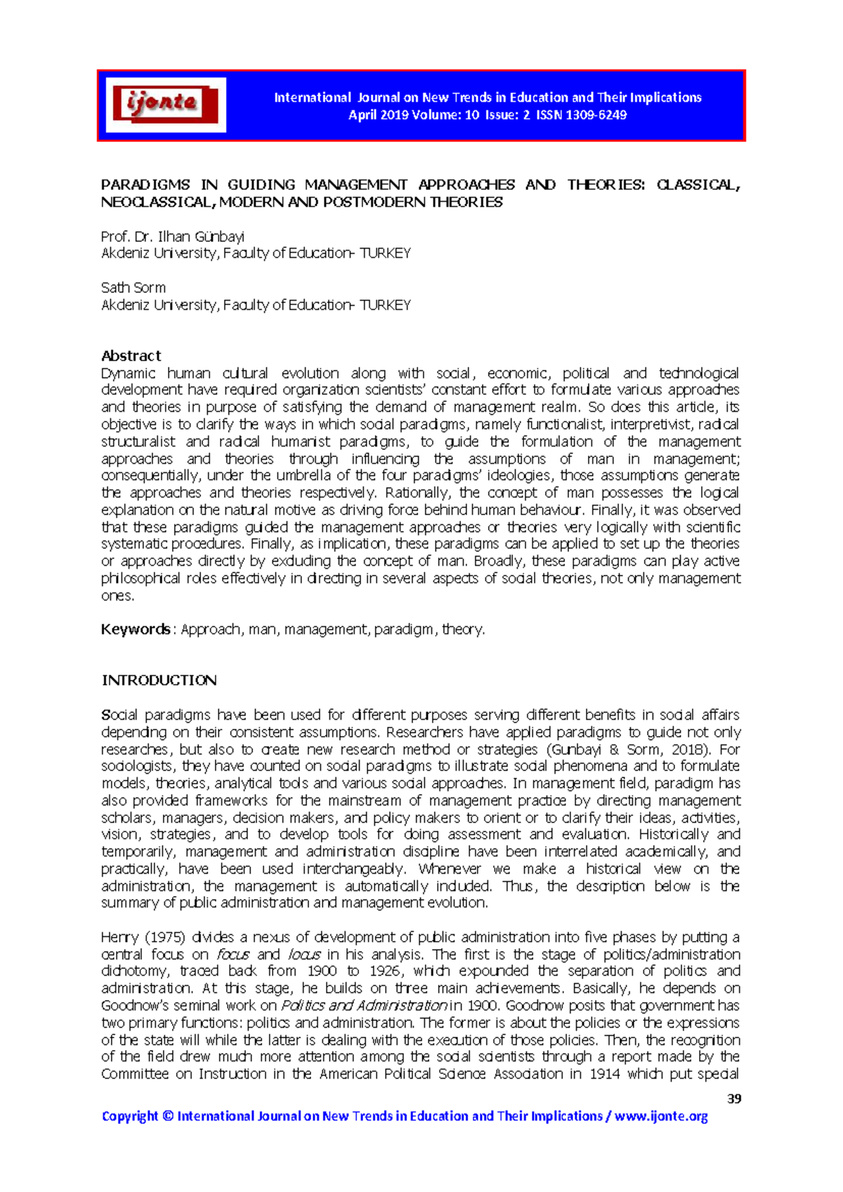 Paradigms in Management: Classical to Postmodern Theories - EDS101 ...