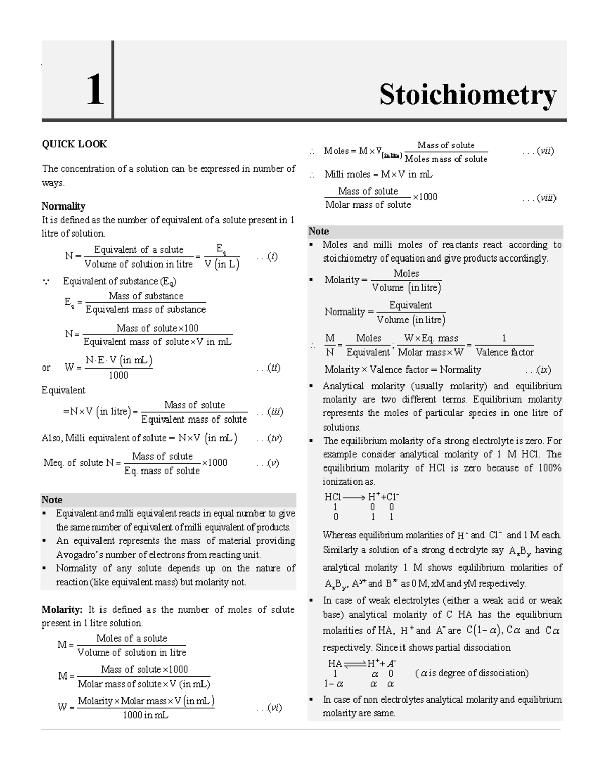 Chemistry NCERT Revision: Stoichiometry and Properties of Solutions ...