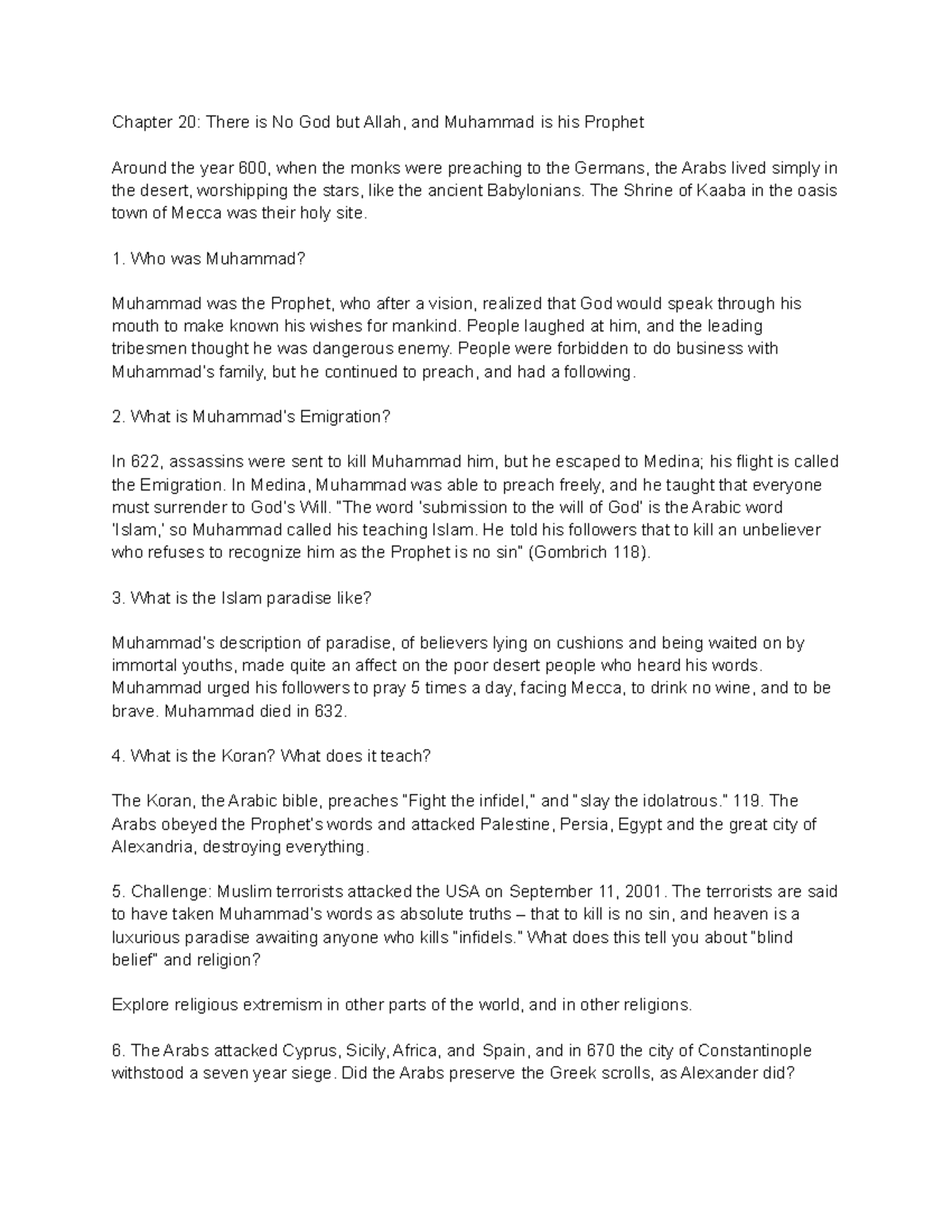 World History Study Guide: Chapters 20-21 Analysis - Studocu