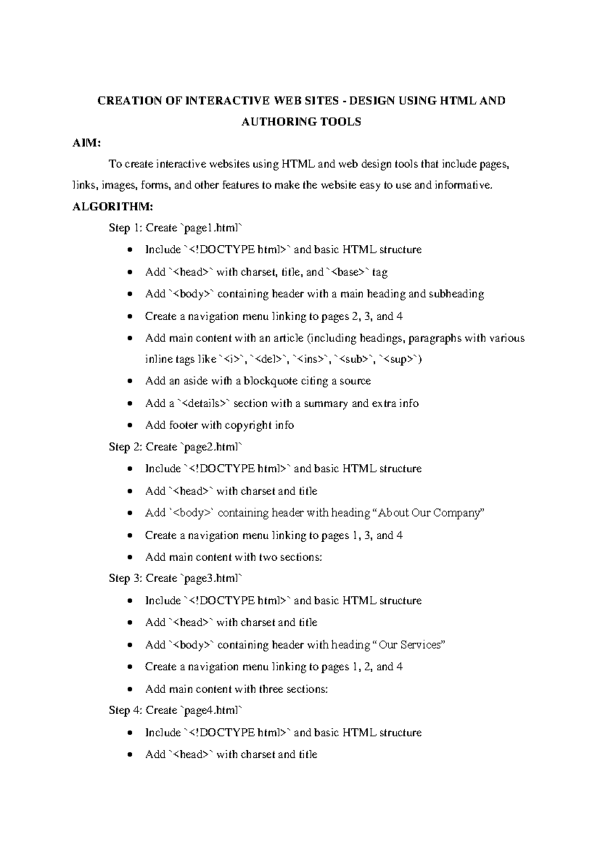 Interactive Web Design Project Using HTML and Tools - Studocu