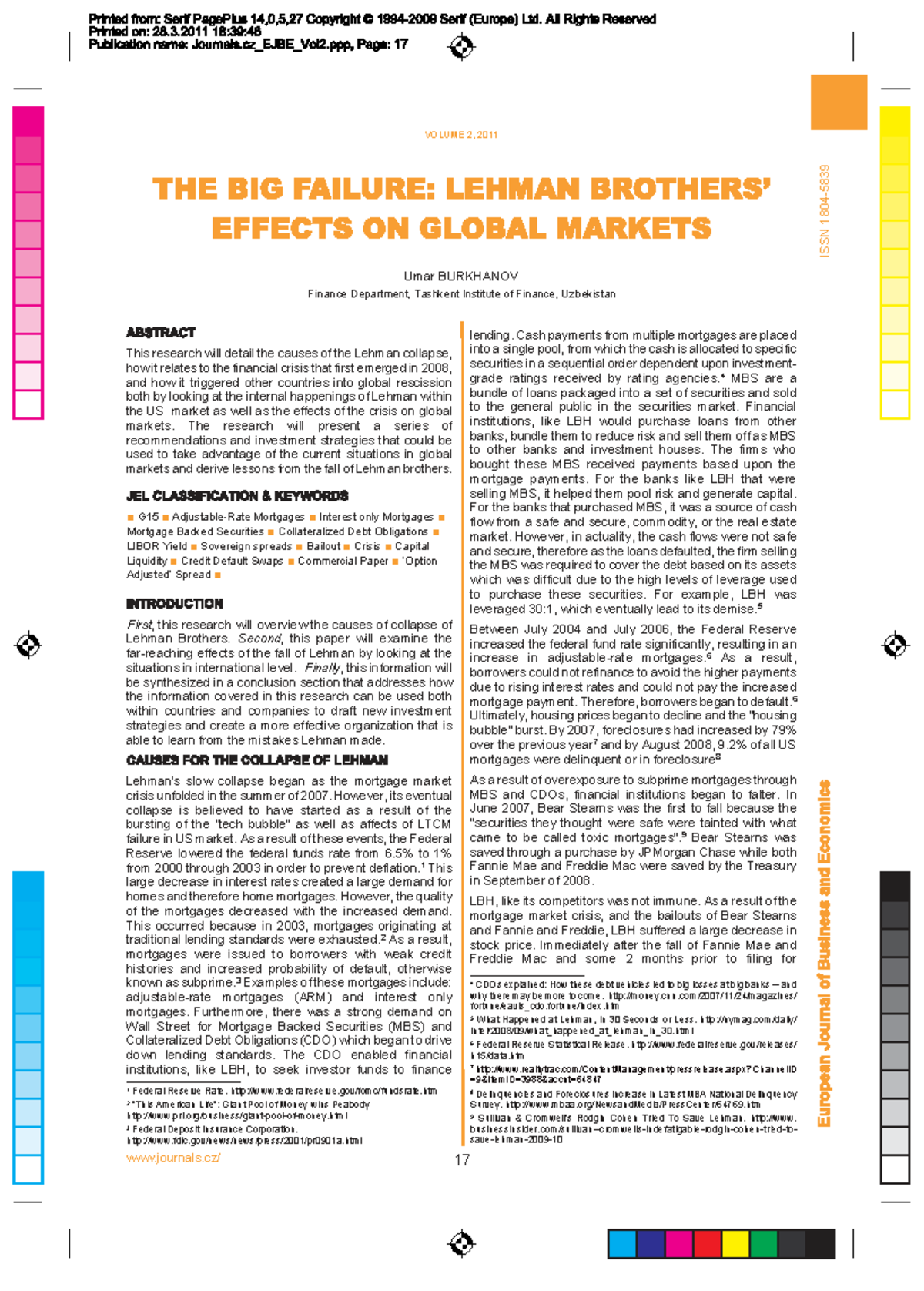 G15 Analysis of the Lehman Brothers Collapse and Its Global Impact ...
