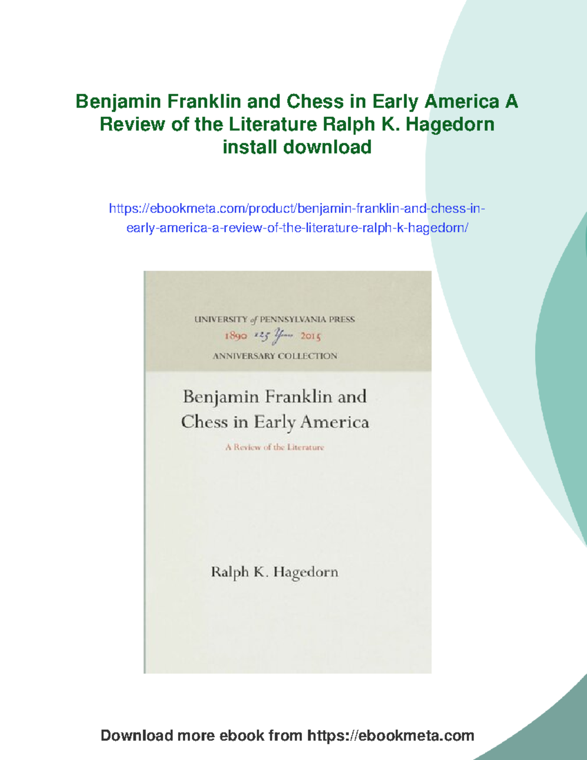 Benjamin Franklin and Chess in Early America: A Literature Review - Studocu