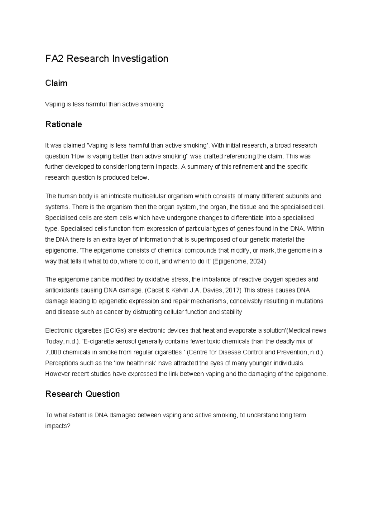 FA3 Research Investigation 19 20 - FA2 Research Investigation Claim ...