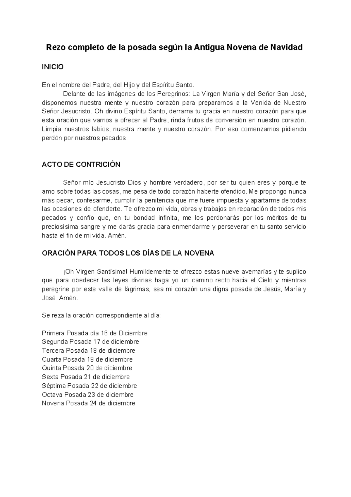 Letania para Pedir Posada en PDF 4 - Rezo completo de la posada según ...