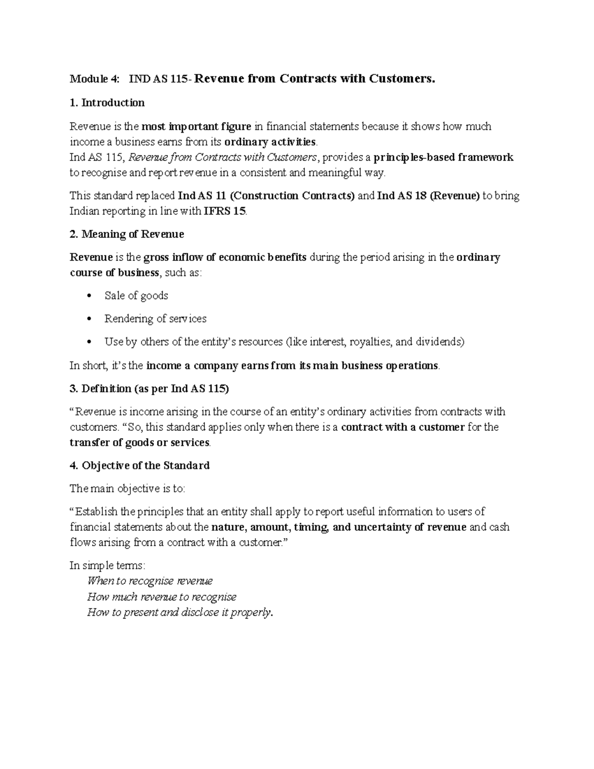 Module 4: IND AS 115 - Revenue from Contracts with Customers Study ...