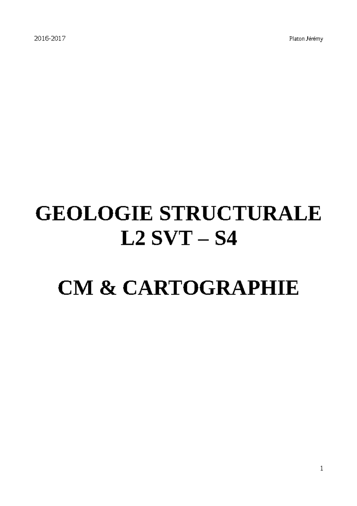 Géologie Structurale & Cartographie - Cours L2 SVT S Complet - Studocu