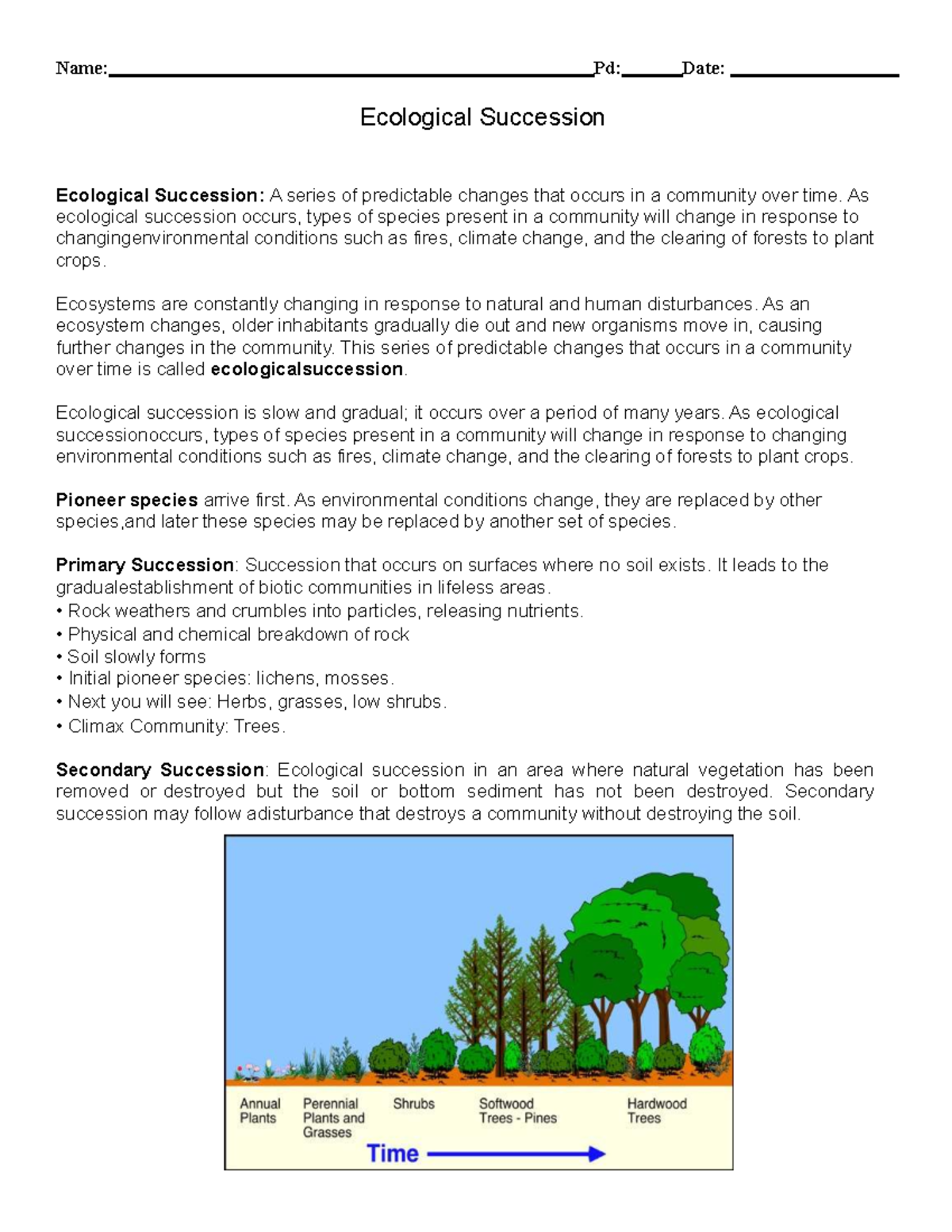 Ecological Succession: Understanding Primary & Secondary Changes - Studocu