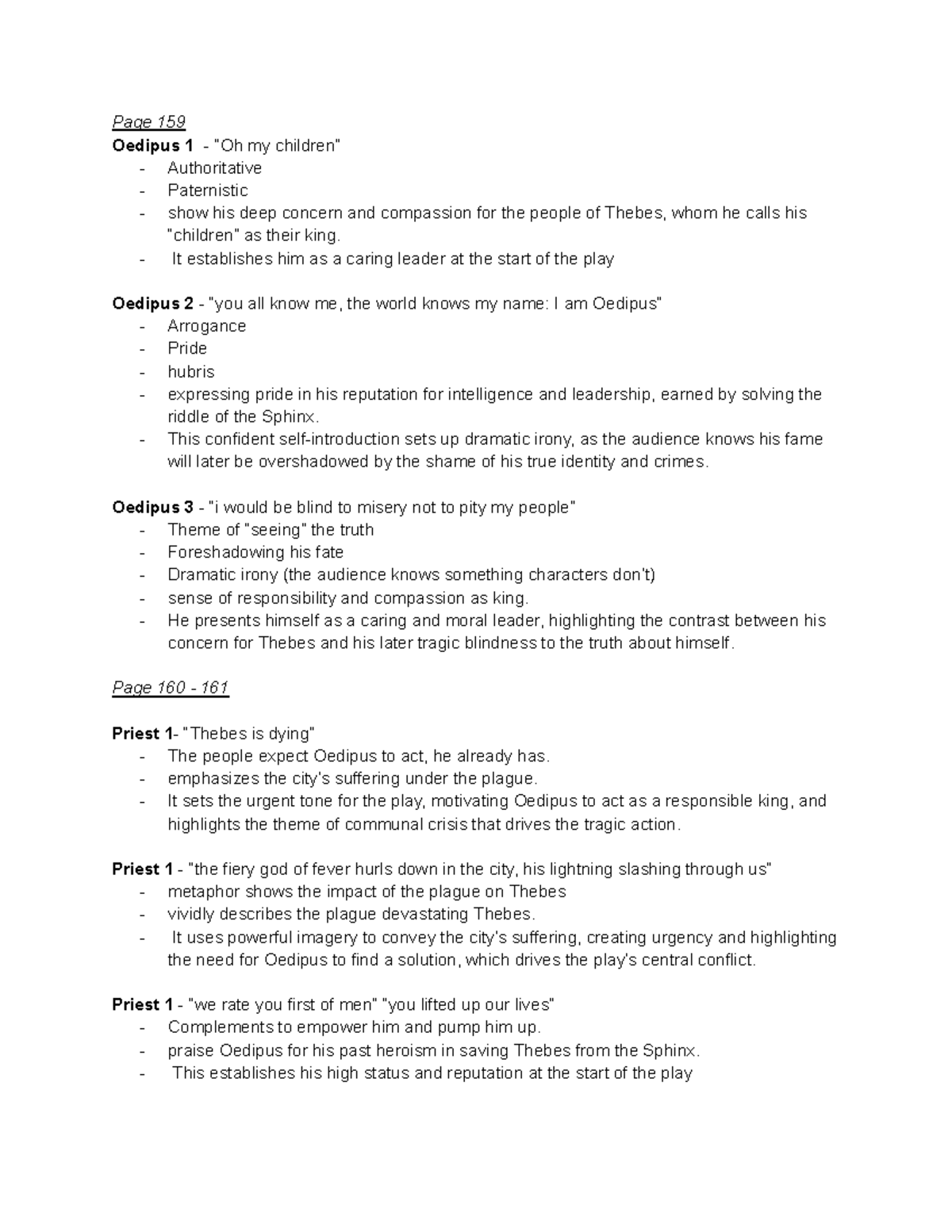 Oedipus the King: Key Quotes and Themes Analysis (ENG 101) - Studocu