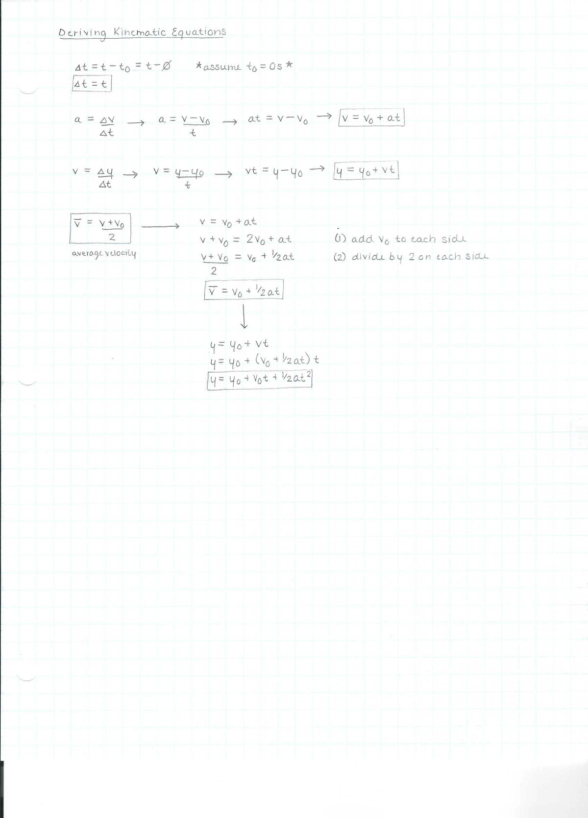 PHY116 Final Exam Notes: Deriving Kinematic Equations - Studocu