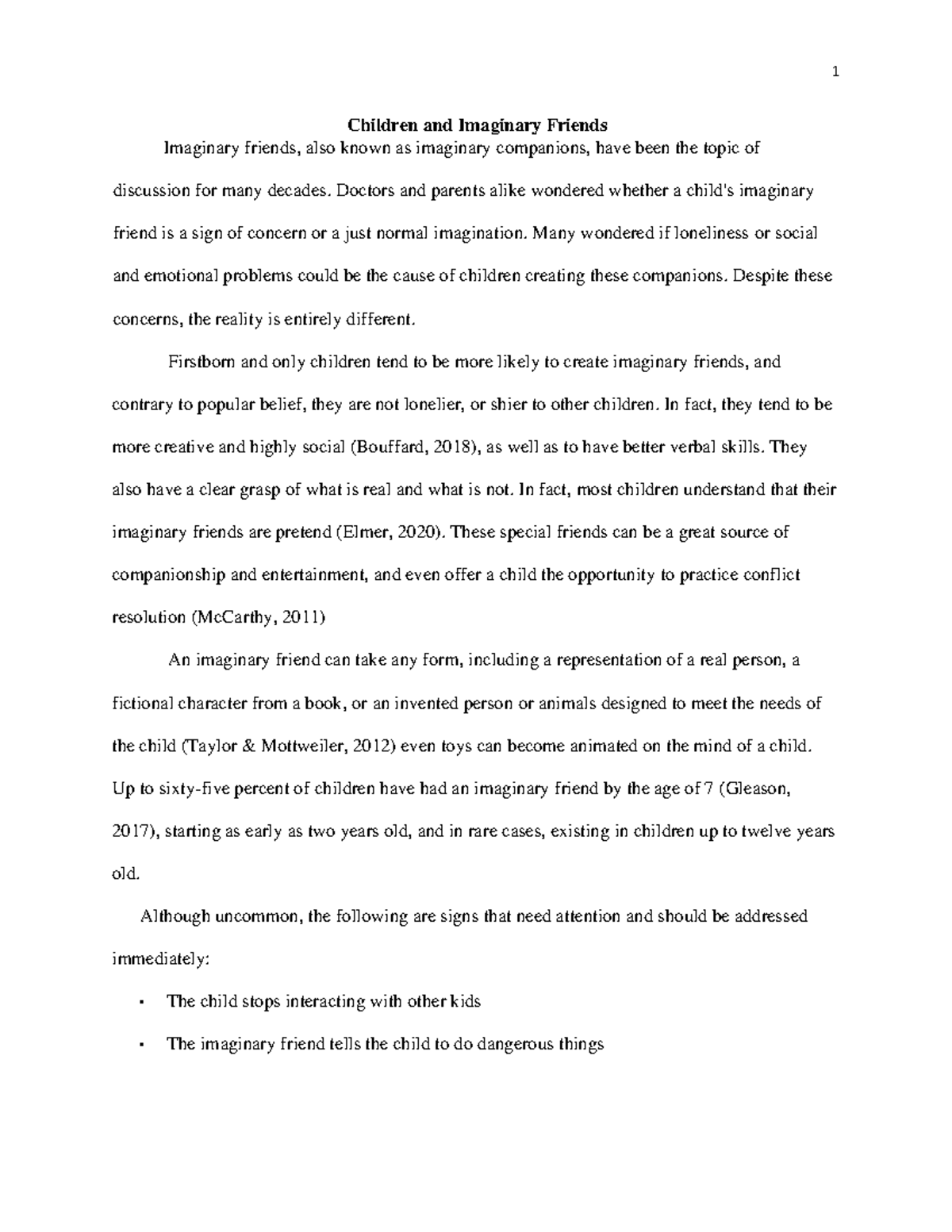 Children and Imaginary Friends - 1 Children and Imaginary Friends ...