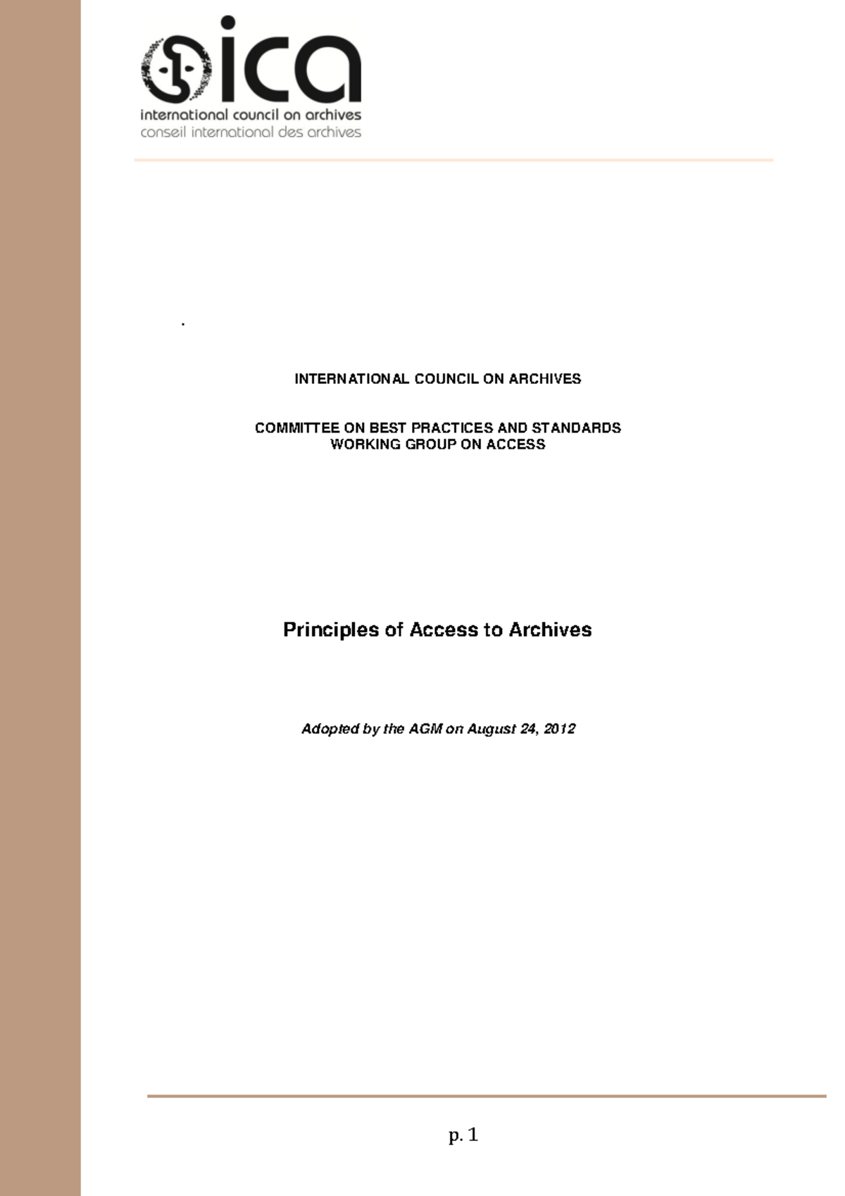 ICA Best Practices: Principles of Access to Archives - Studocu