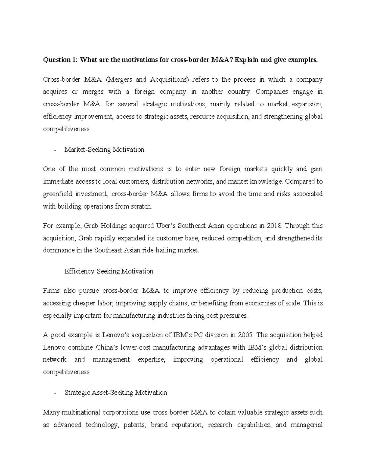 Mergers and Acquisitions: Motivations and Dispute Resolution (Group 5 ...