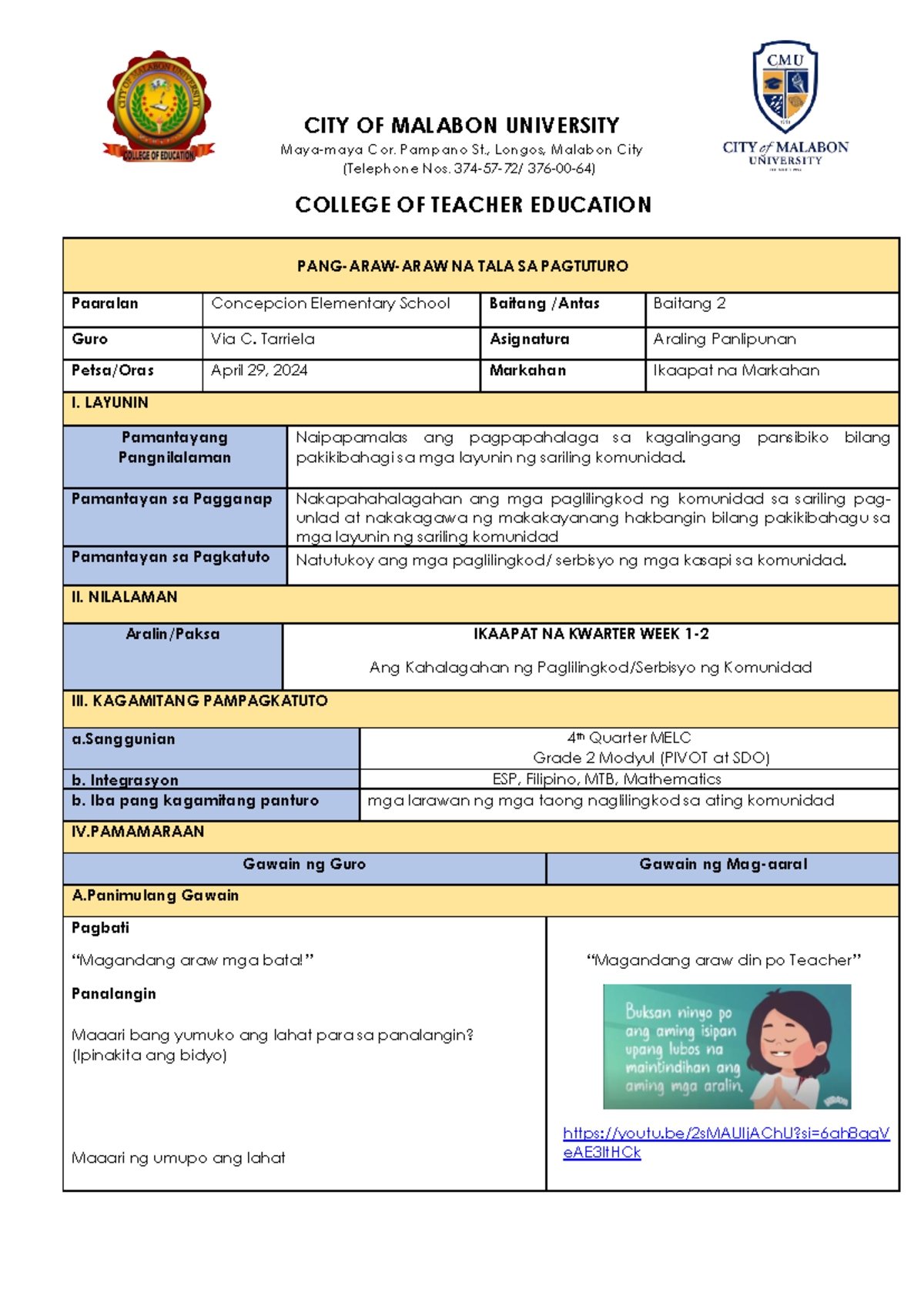 Tarriela Detailed Lesson Plan - Final for Teaching (Araling Panlipunan ...