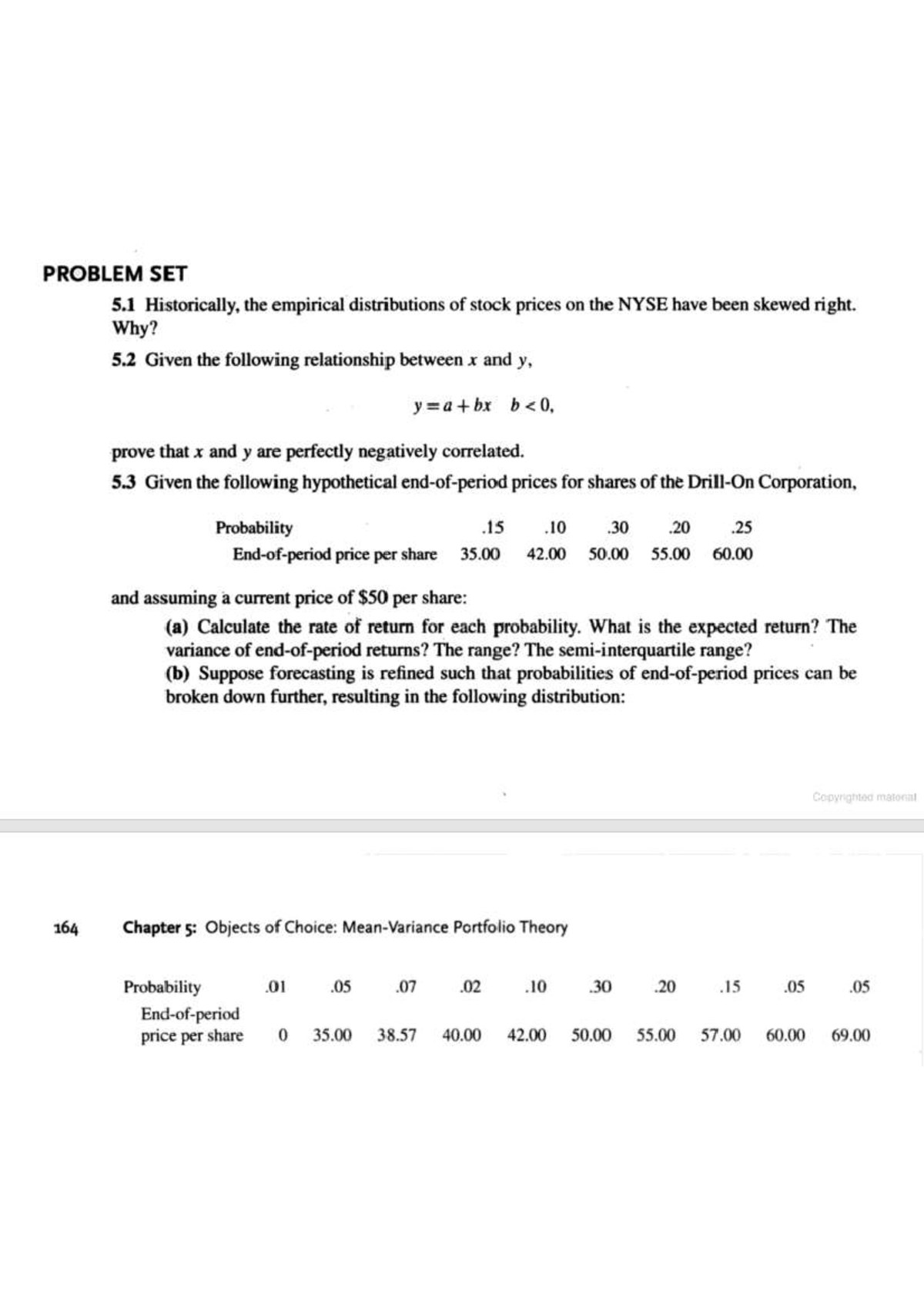 PROBLEM SET 5: Key Questions on Portfolio Theory and Risk Analysis ...