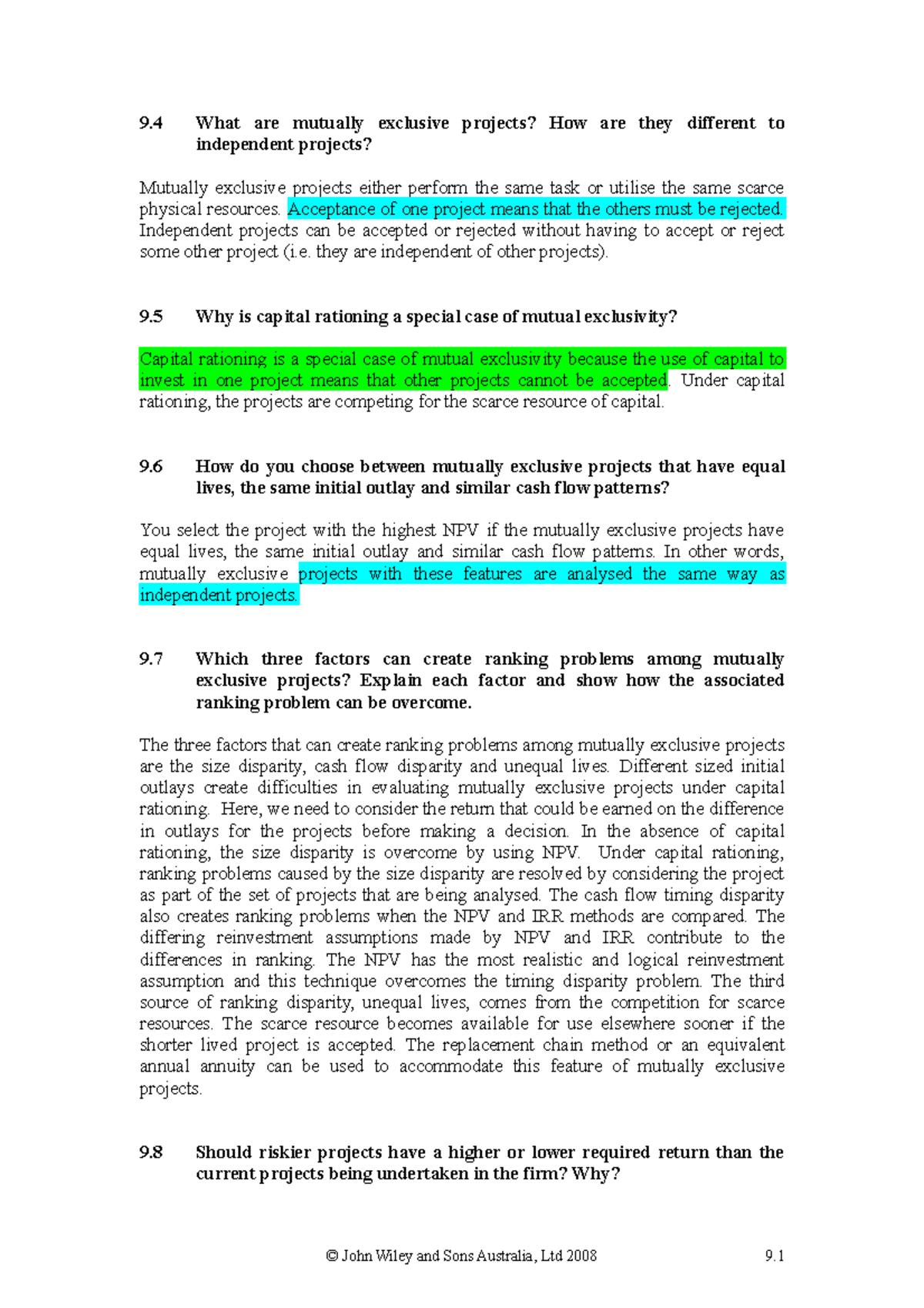 Ch09 2e - a stANDARD GUIDE TO ALL QUESTIONS and its solutions - 9 What ...