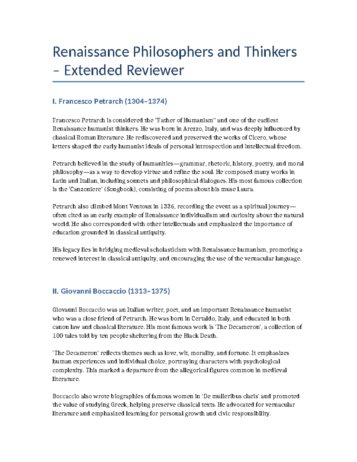 Renaissance Philosophers Extended Reviewer - Renaissance Philosophers ...