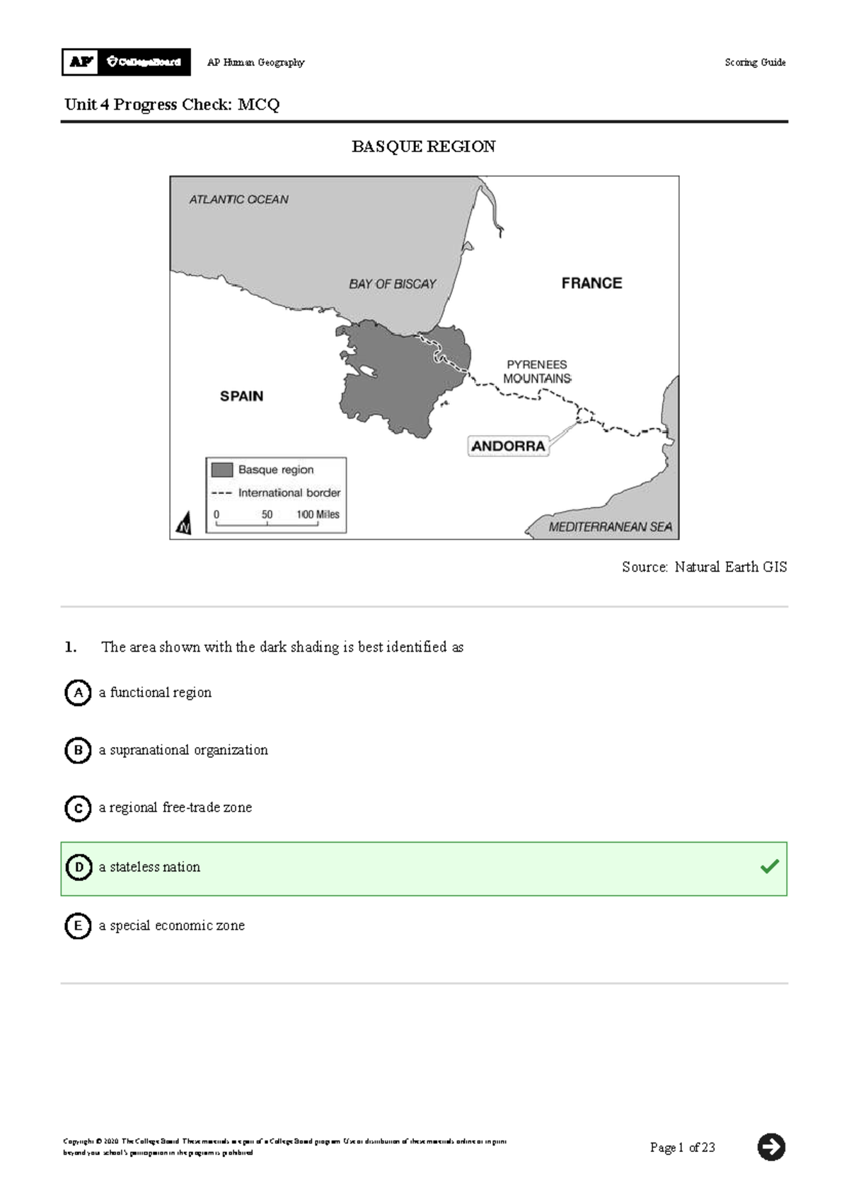 AP Human Geography Unit 4 Progress Check: MCQ Answer Key - Studocu
