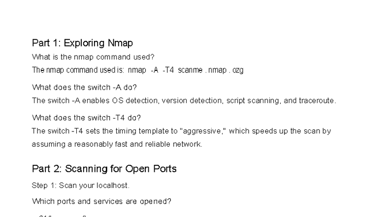 NMAP 101: Command Usage & Open Port Scanning Guide - Studocu