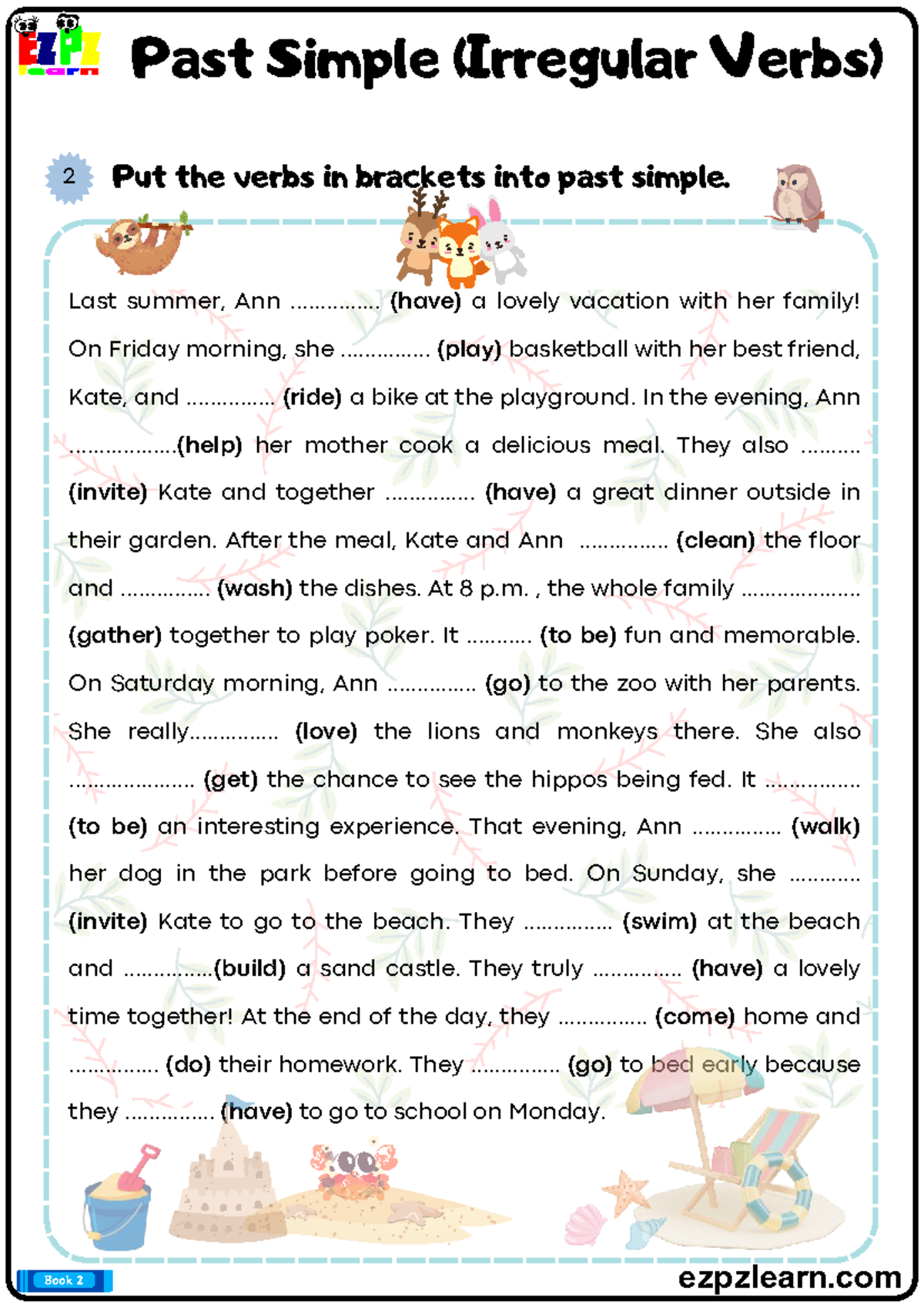 Past Simple (Irregular Verbs) Exercise: Complete the Dialogue - Studocu