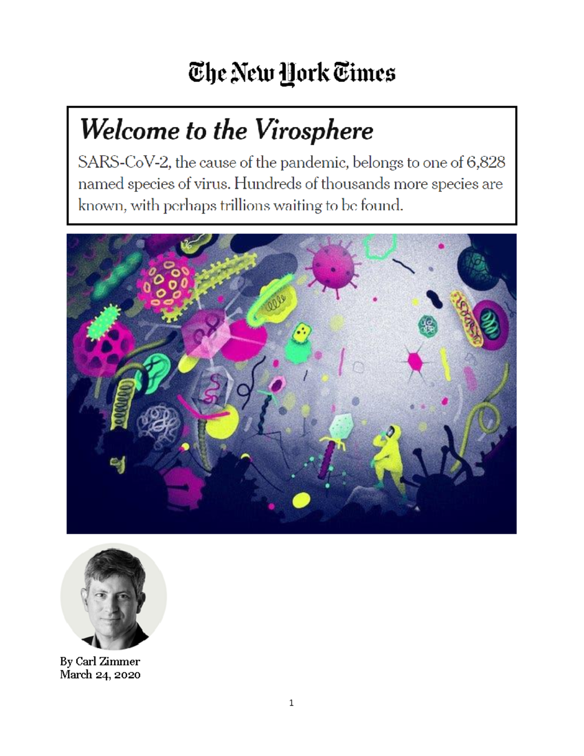 NEW YORK Times - Welcome to the Virosphere - By Carl Zimmer March 24 ...