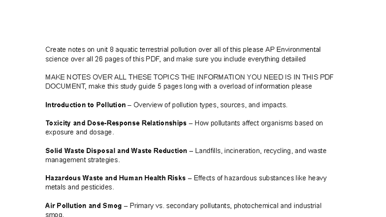 Unit 8 Study Guide: Aquatic & Terrestrial Pollution APES Exam Review ...