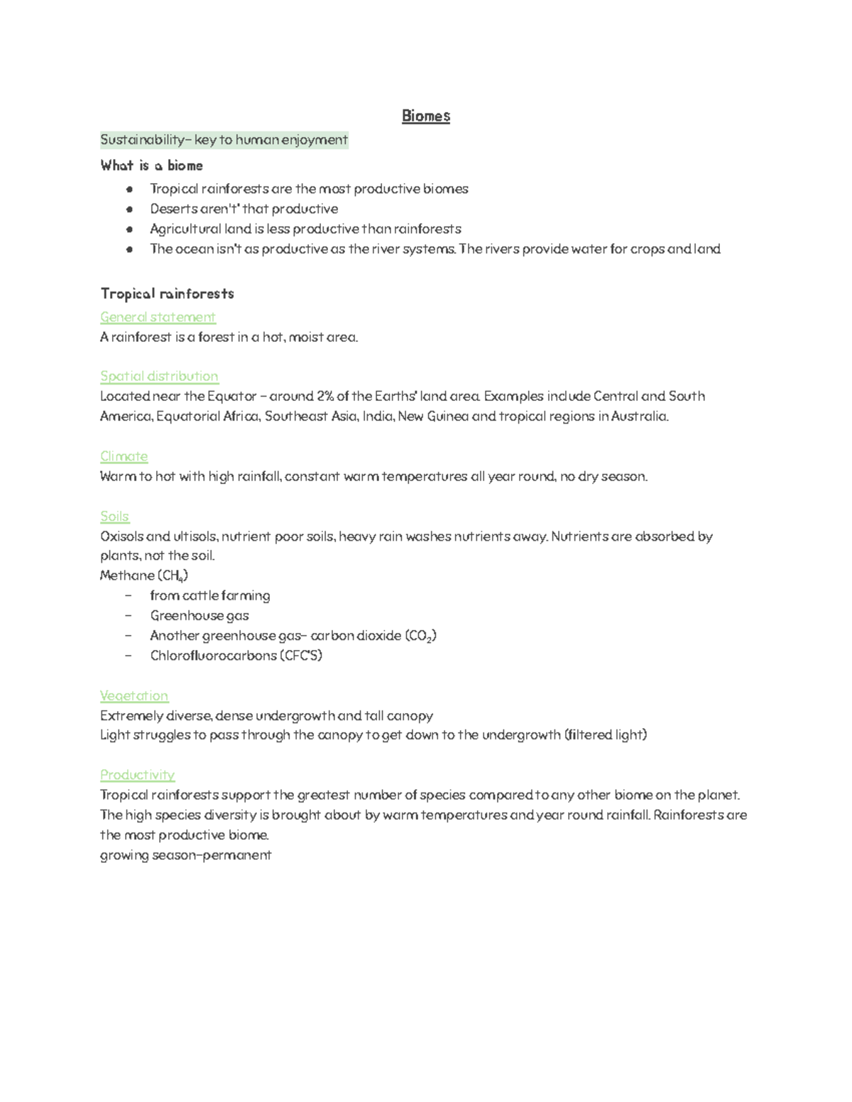 Yr 9 Geography: Biomes, Ecosystems, and Human Impact on Agriculture ...