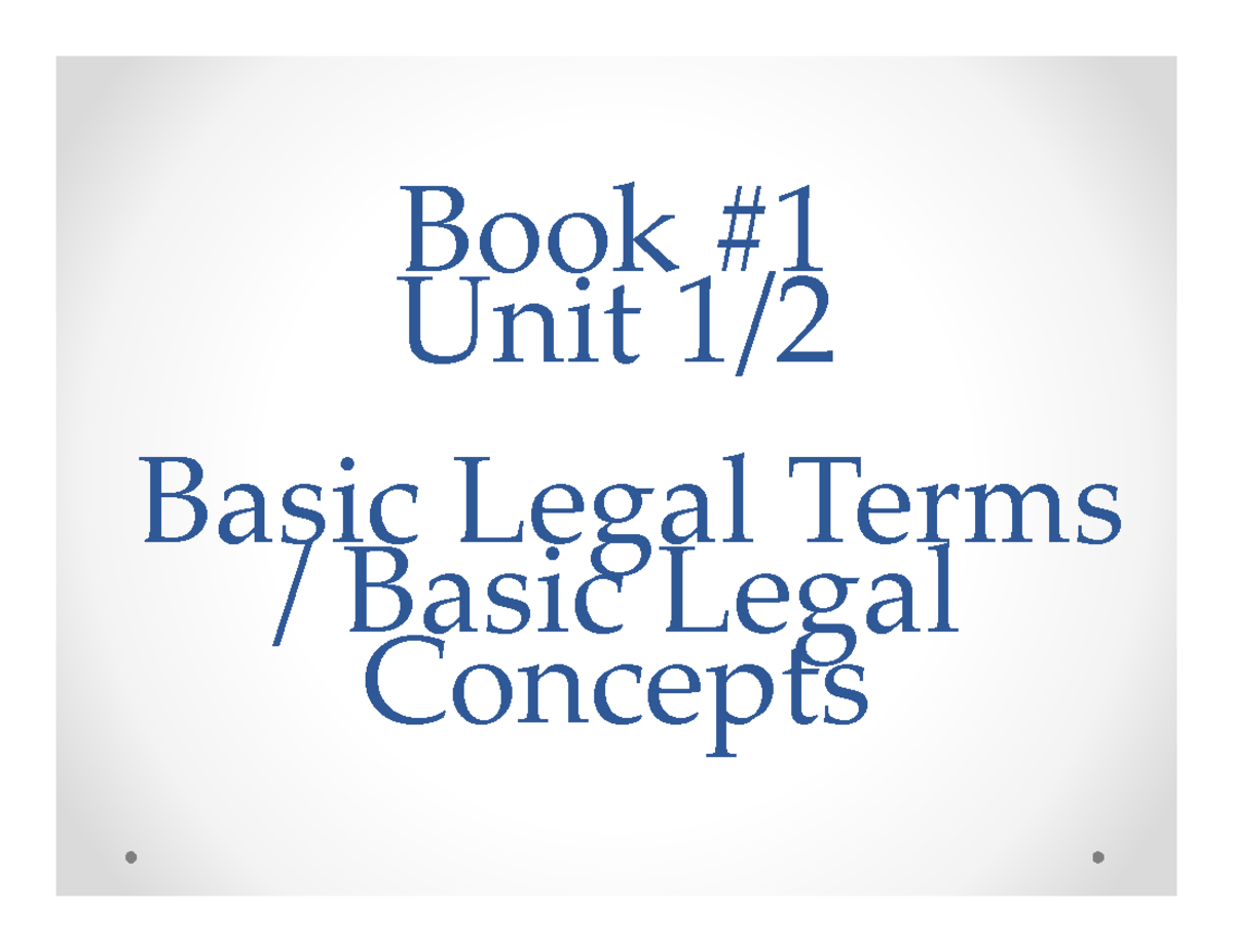 Basic Legal Terms & Concepts: Vocabulary Overview - Studocu