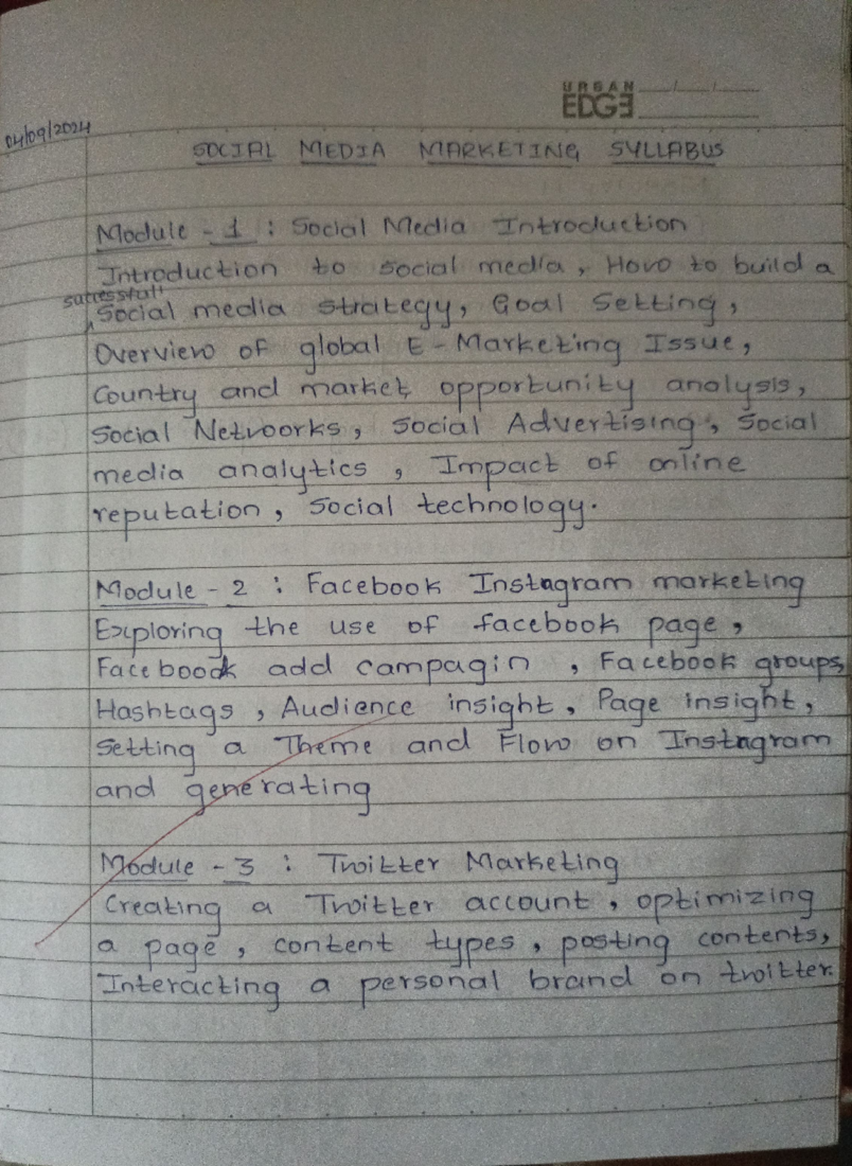 Social Media Marketing - URBAN EDG3 SOCIAL MEDIA MARKETING SYLLABUS ...