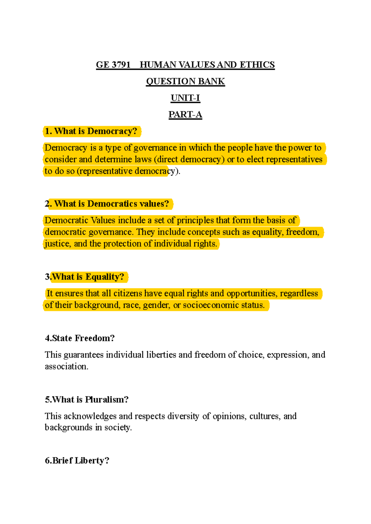 GE 3791 HVE - QB - Comprehensive Question Bank on Human Values & Ethics ...