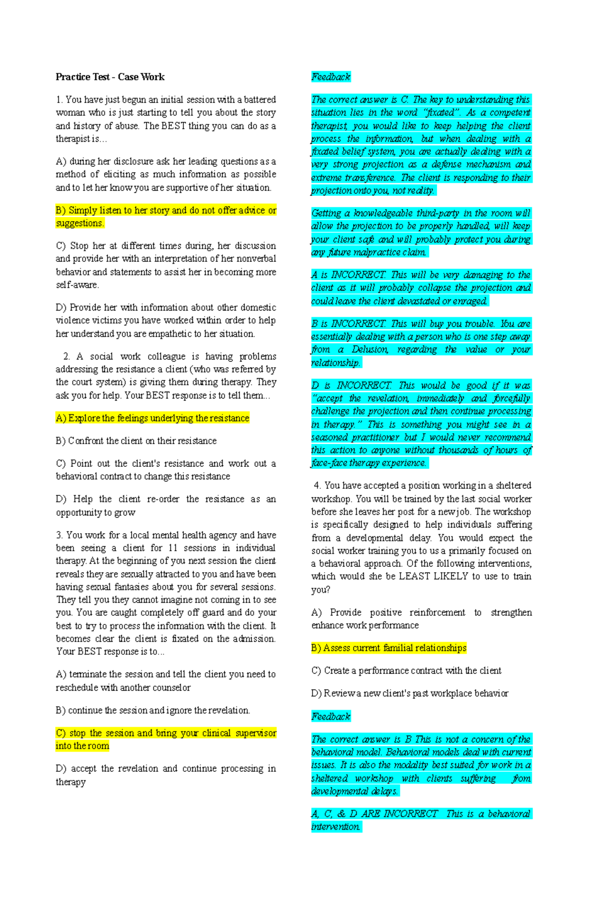 Case Study - Case Work Practice Test and Review Guide - Studocu