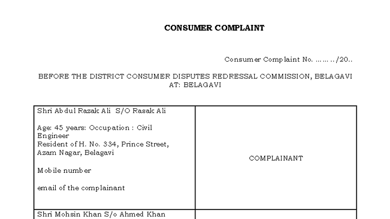 Consumer Complaint No. 35/2023: Defective Samsung LED T.V. - Studocu