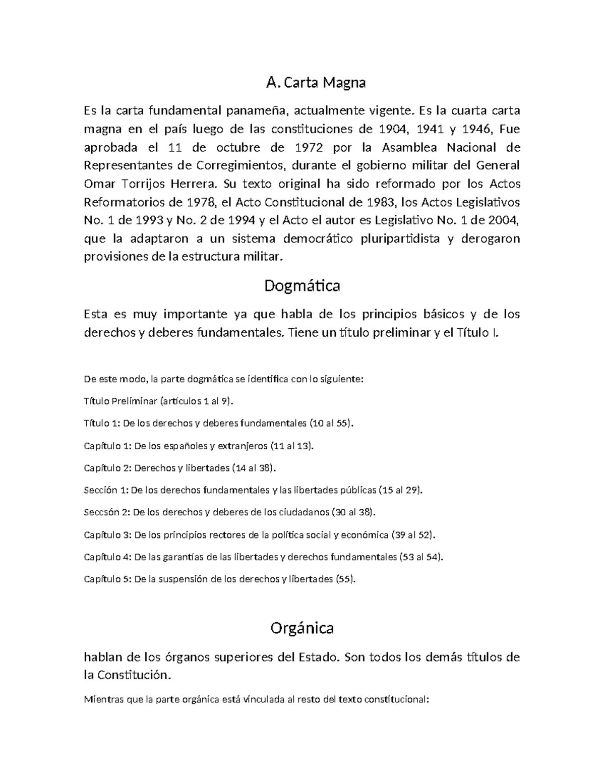 Carta Magna de Panamá: Análisis de la Constitución y sus Títulos - Studocu