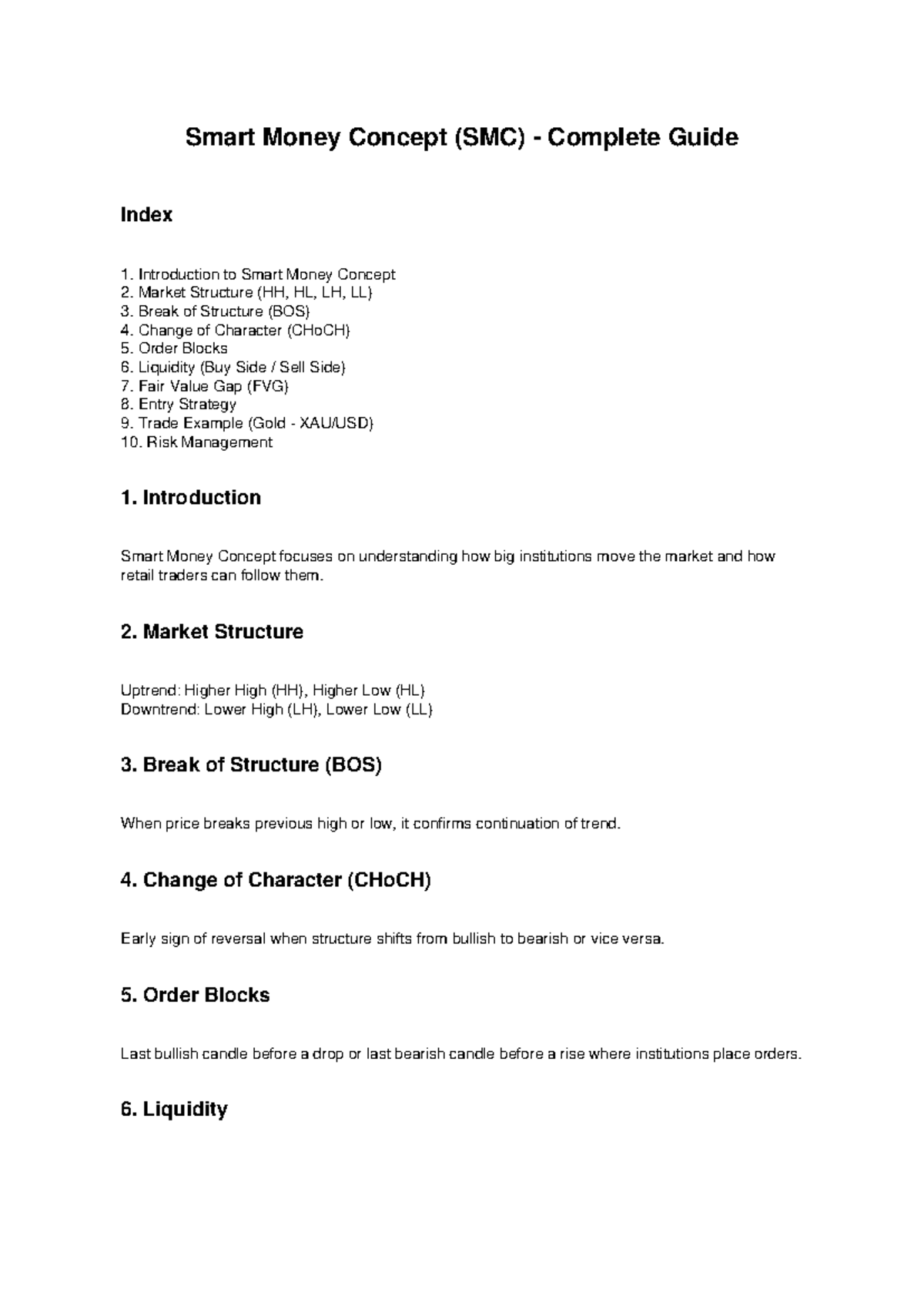 Smart Money Concept (SMC) Complete Guide Overview - Studocu