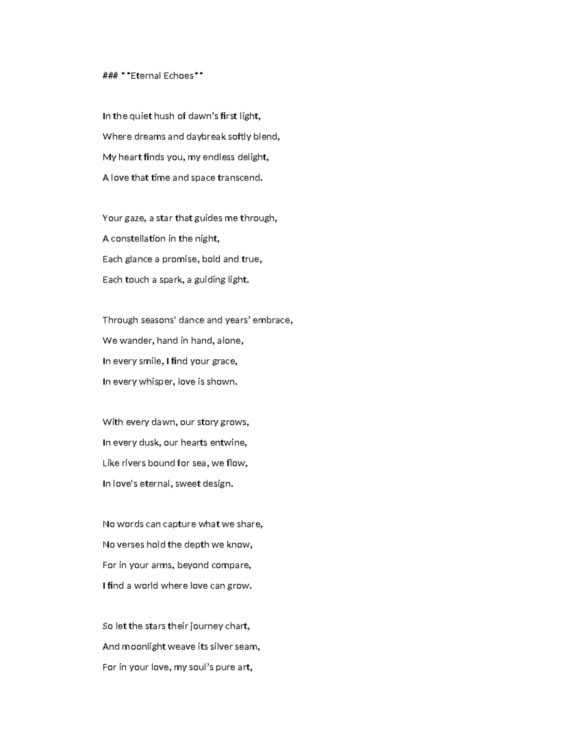 Eternal Echoes: A Poem of Love and Timeless Connection - Studocu
