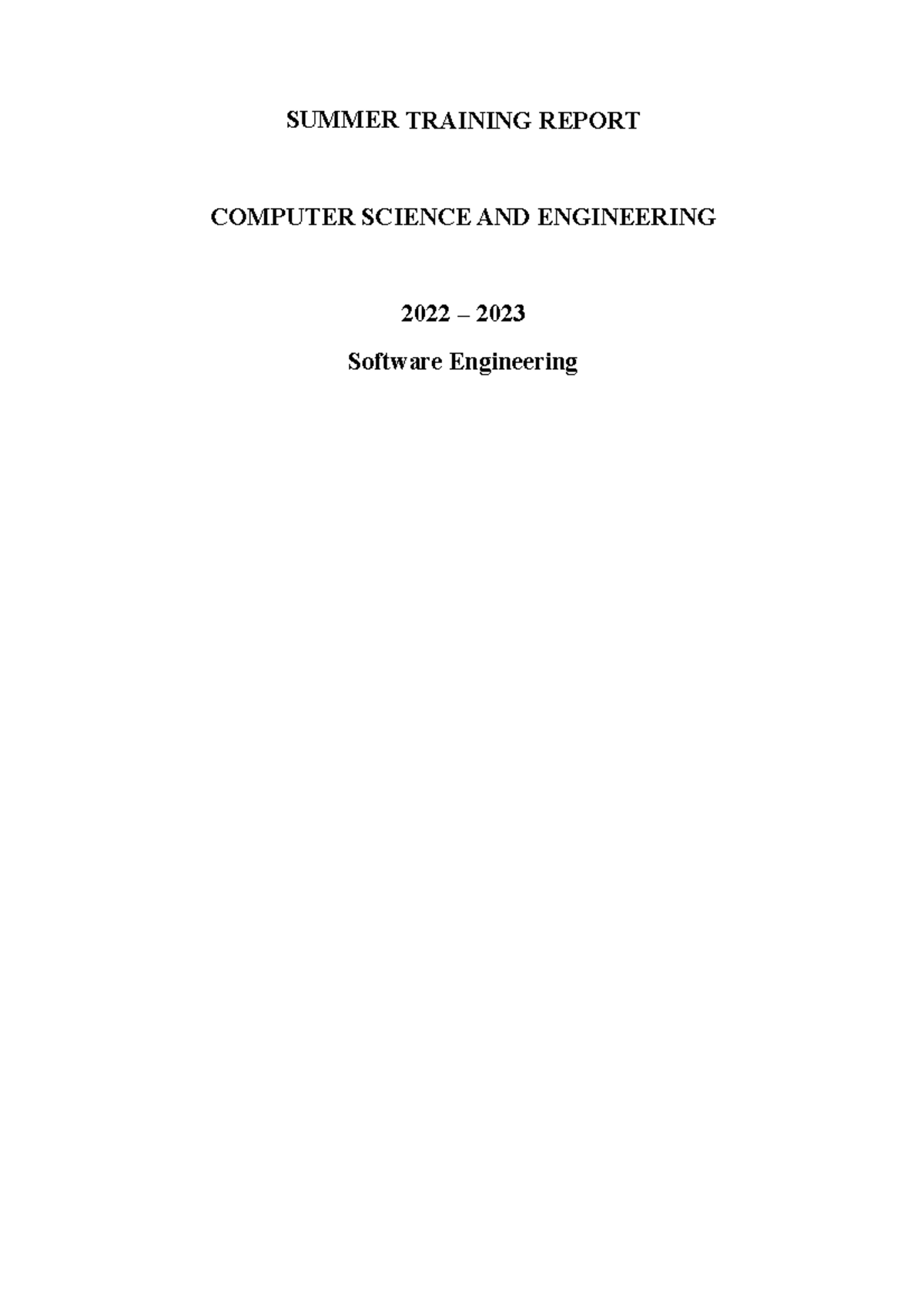 Software Engineering Internship Report - Summer 2022-2023 - Studocu