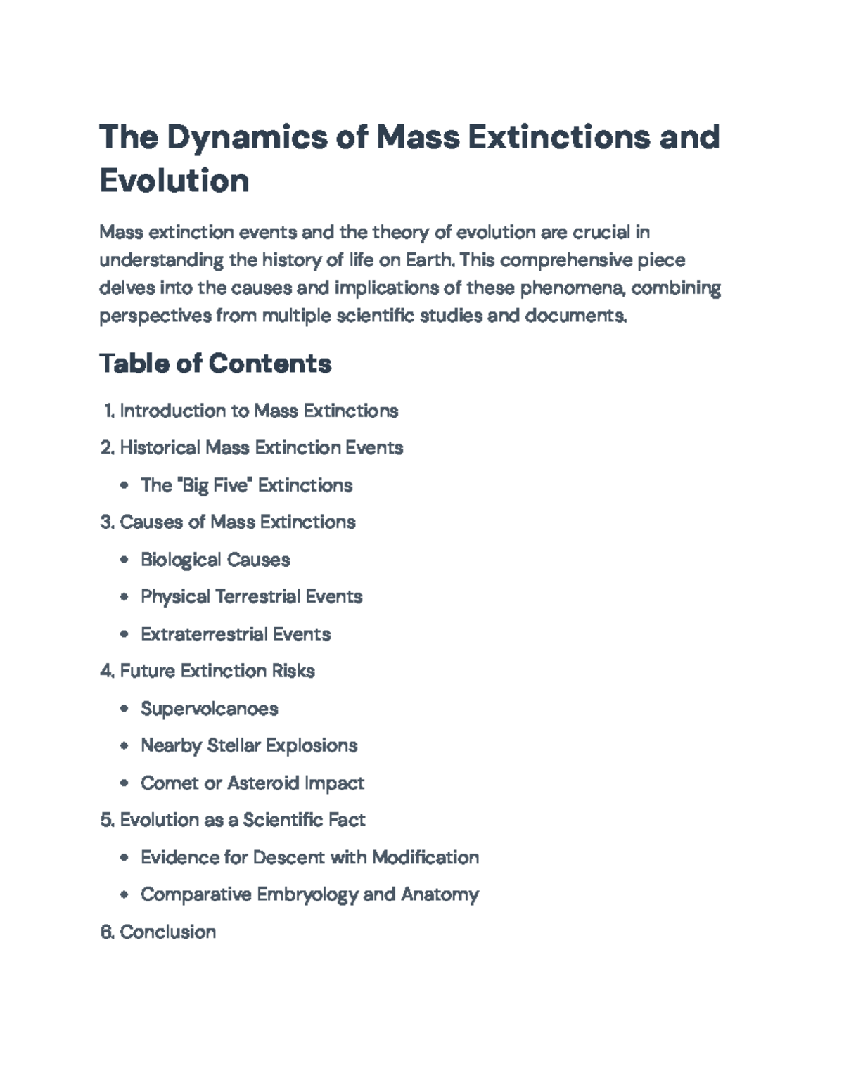 Mass Extinctions and Evolution: Causes, Events, and Future Risks - The ...