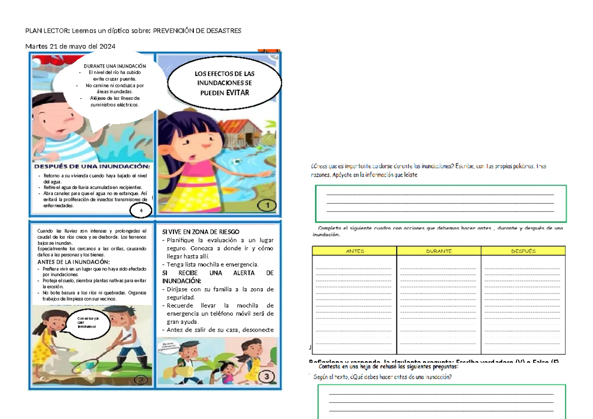 PLAN LECTOR: Prevención de Desastres y Su Impacto en Inundaciones - Studocu