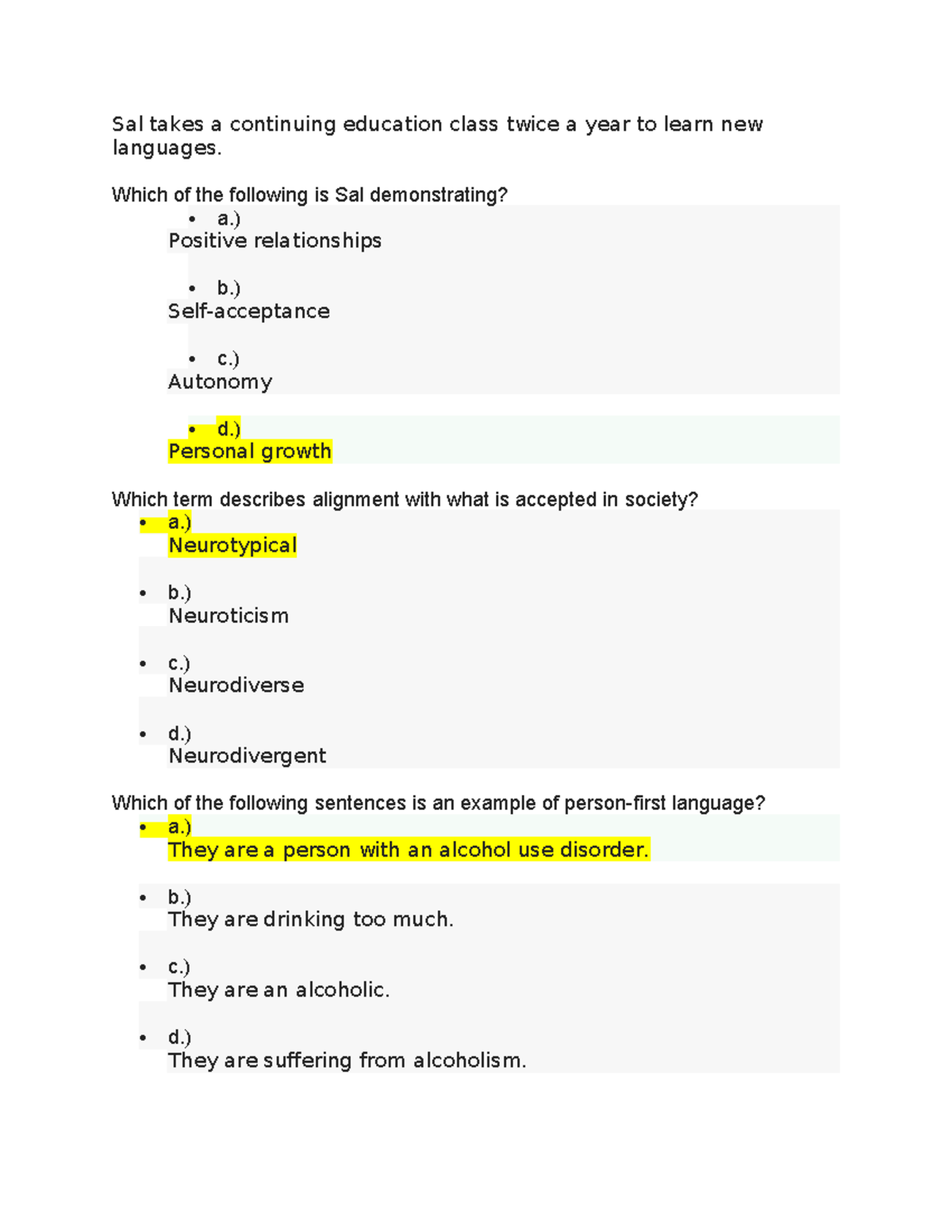 Health and Wellness Quiz: Understanding Mental Health Concepts - Studocu