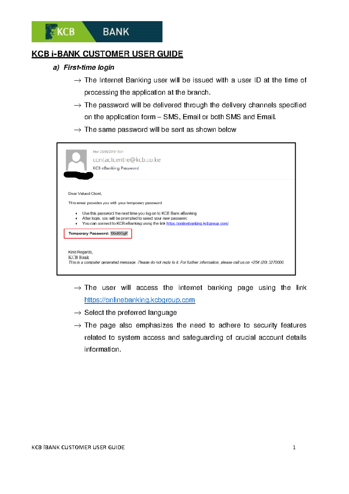 KCB-i Bank Customer User Guide: First-Time Login & App Activation - Studocu