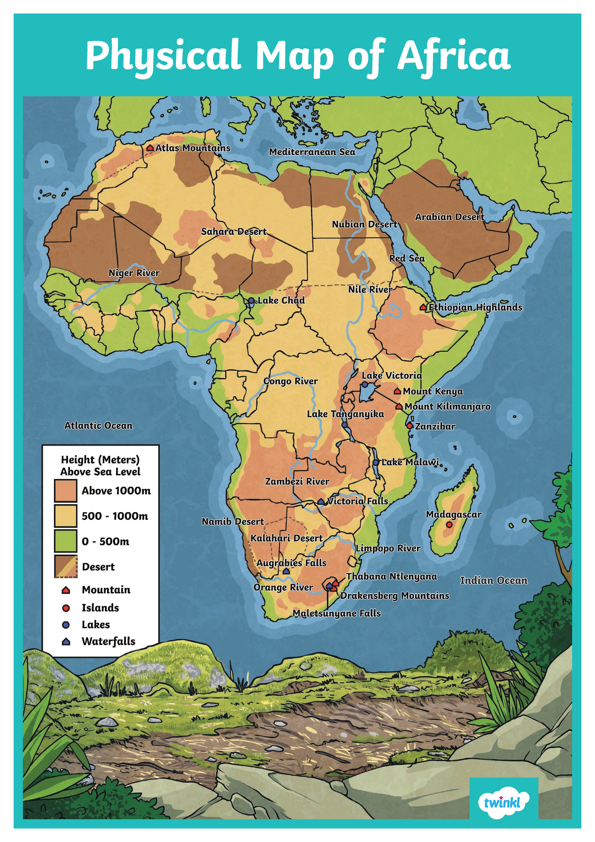 Physical Map of Africa: Key Features and Landforms (Za-SS-1642059046 ...