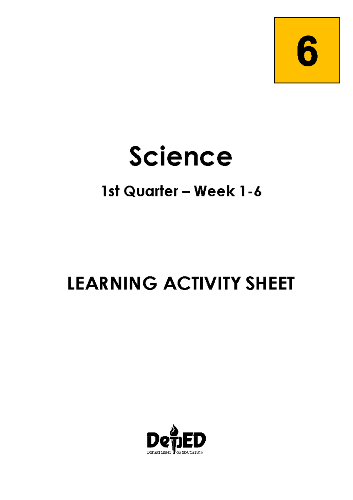 Grade 6 Science LAS - sample materials - Science 1st Quarter – Week 1 ...