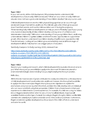 [Solved] In your own words define child development Why is it important - Early Childhood ...