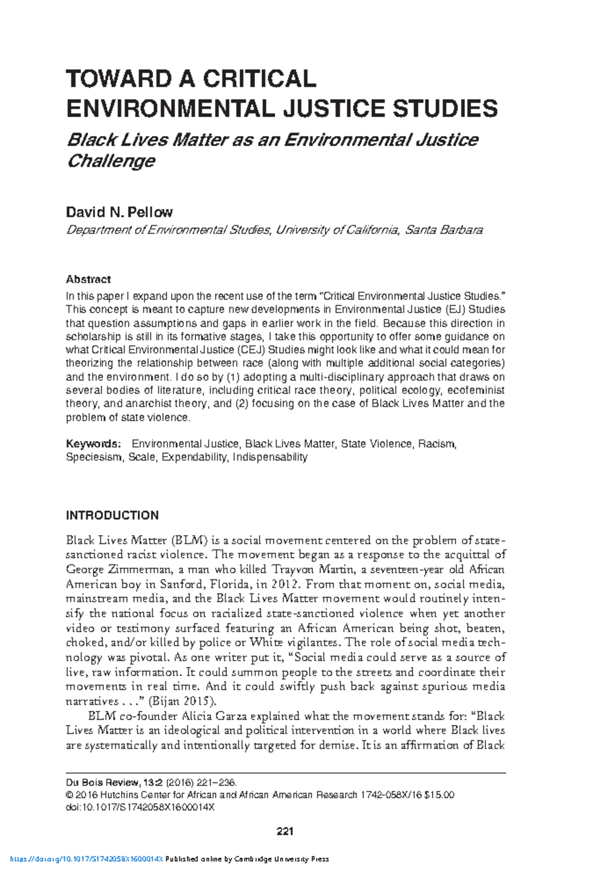 Critical Environmental Justice Studies: BLM's Impact on Racial Justice ...