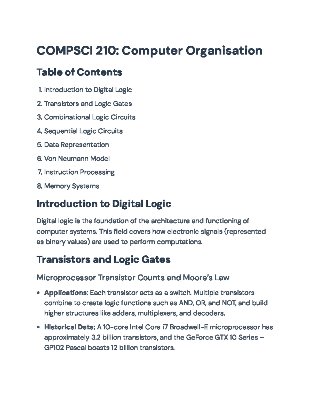 COMPSCI 210: Final Exam Study Guide on Computer Organisation - COMPSCI ...